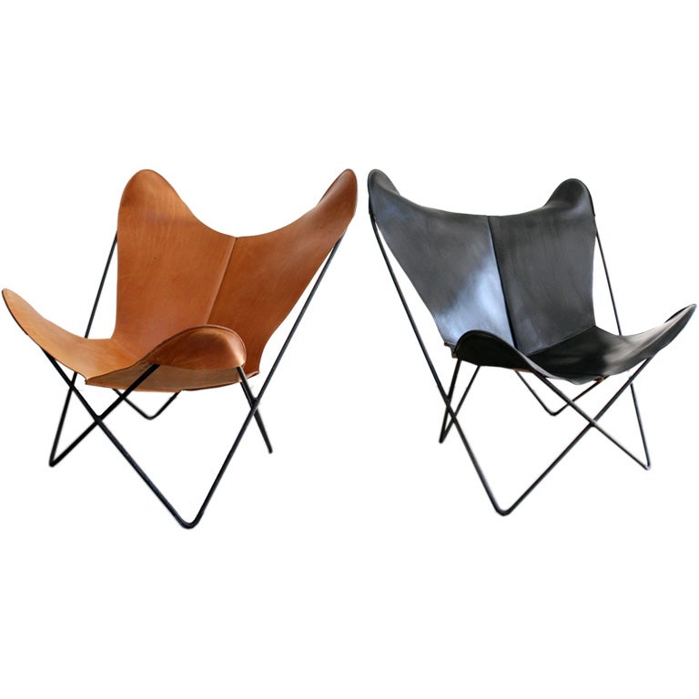 Pair of Antonio Bonet BKF Leather Iron Butterfly Chairs For Sale at 1stDibs