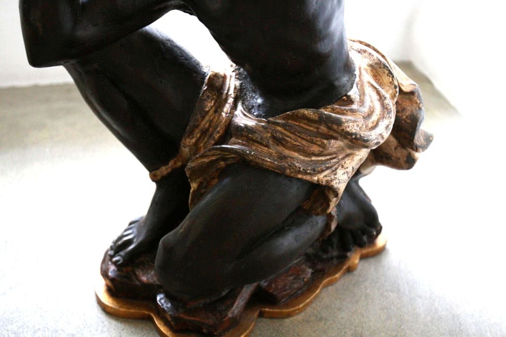 Pair of Blackamoor Wooden Painted Figure Tables For Sale at 1stDibs