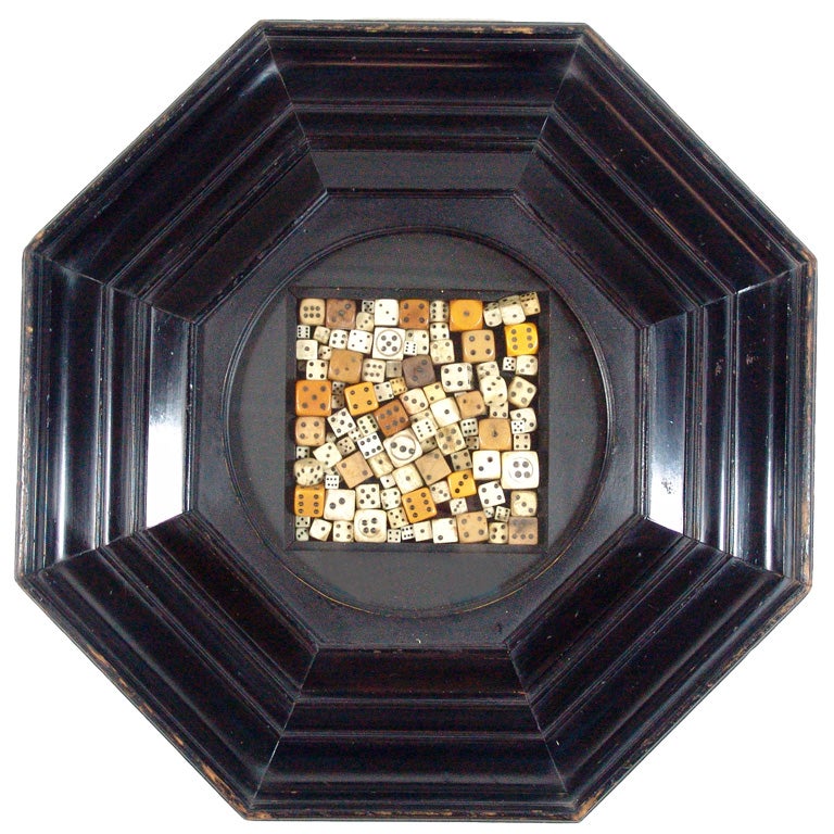 A 19th Century Shadowbox Featuring A Collection of Antique Dice at 1stDibs
