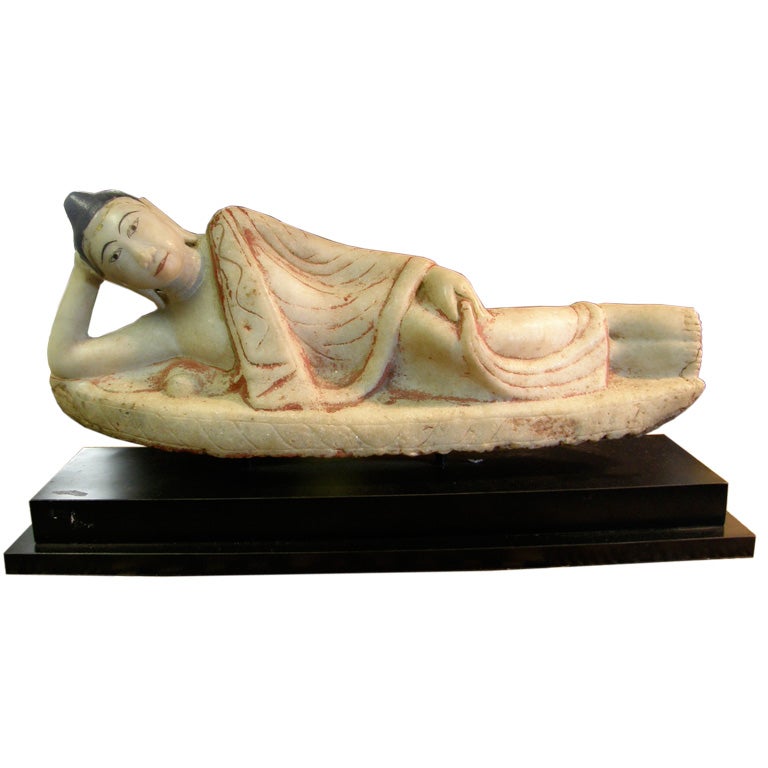 Burma 17th century reclining alabaster Buddha at 1stDibs