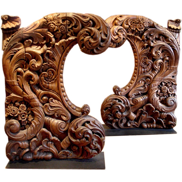 Pair of Monumental Walnut Carvings at 1stDibs