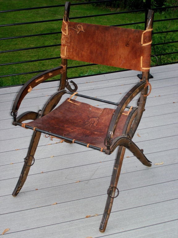 Rare Folk Art Western Chair Made From Horse Tack at 1stDibs