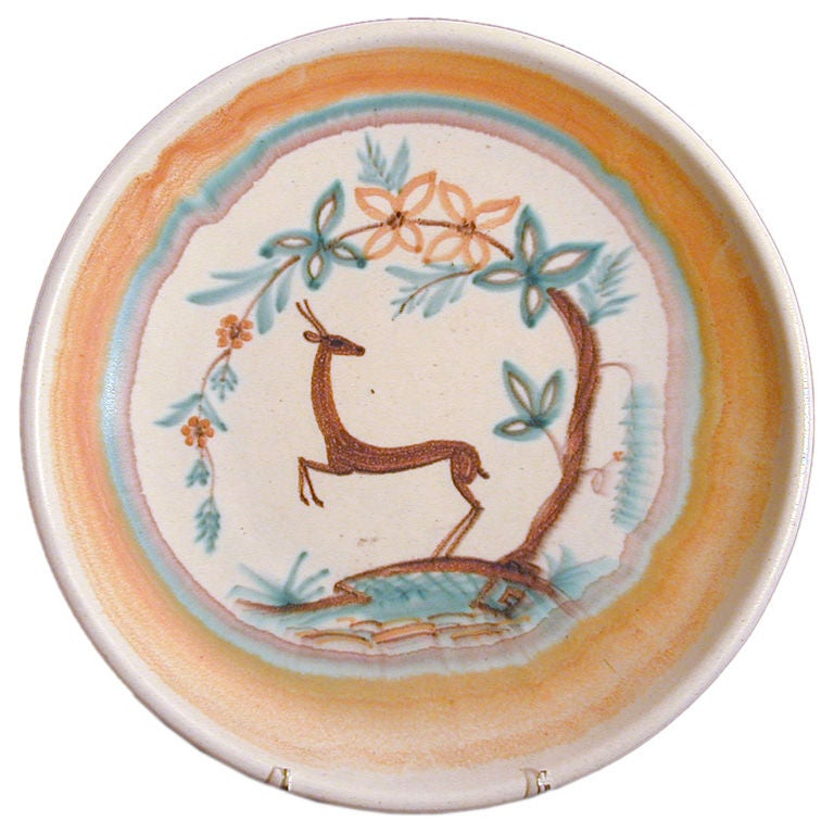 Art Deco Charger with Deer Motif For Sale at 1stDibs