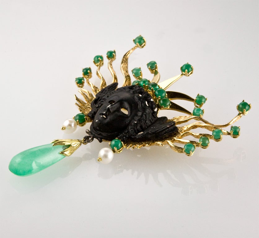 Emerald Angel Brooch For Sale at 1stDibs