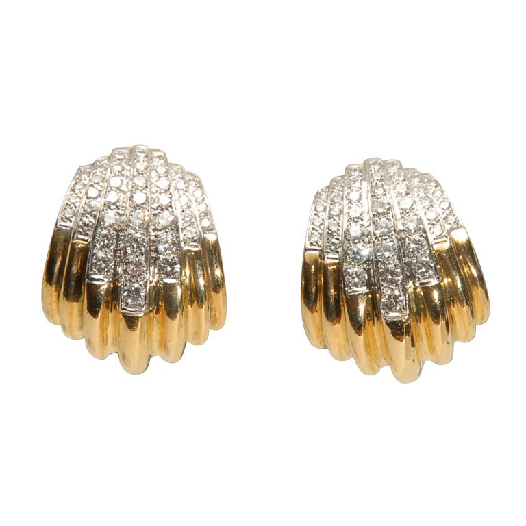Very Attractive 18k , Platinum and Daimond Loop Earrings at 1stDibs