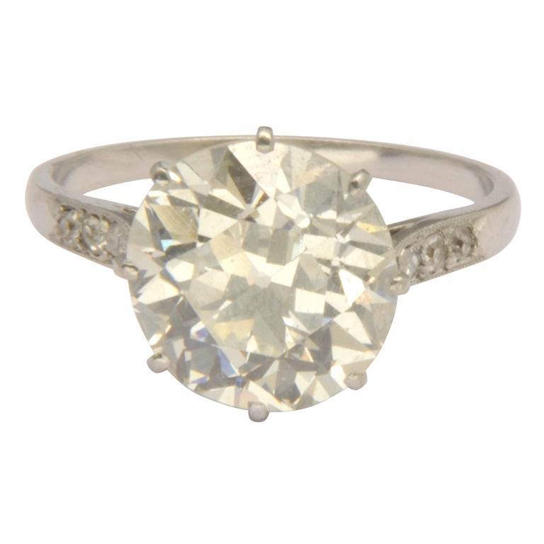 Platinum art déco single stone ring at 1stDibs