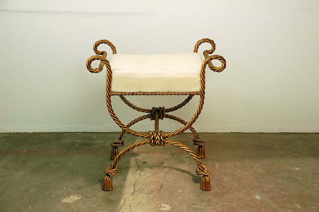 Italian knotted gilt steel stool at 1stDibs