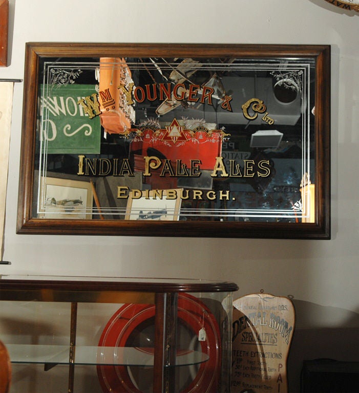 Huge Pub Mirror with Gold Leaf and Reverse Painted Letters at 1stDibs