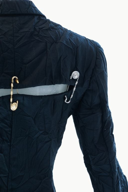 1994 Gianni Versace Couture Slashed Suit with Safety Pins at 1stDibs