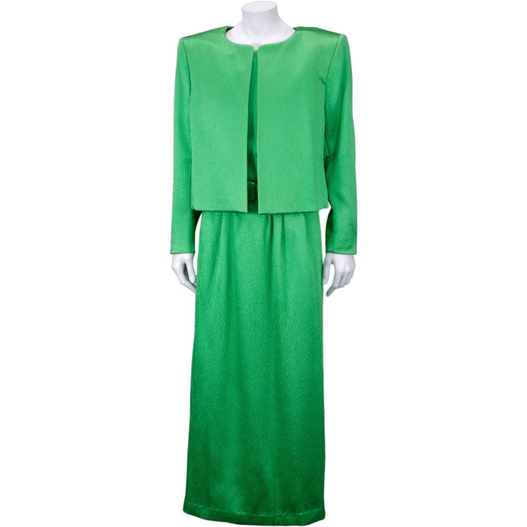 YSL Haute Couture Jade Green Suit For Sale at 1stdibs