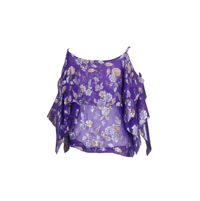 Julio Lame Chiffon Handkerchief Point Evening Blouse For Sale at 1stDibs