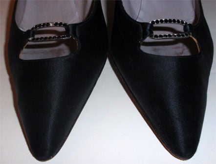 Charles Jordan "Daphne" Black satin Pumps w/ Black Rhinestones, c. 1950 ...