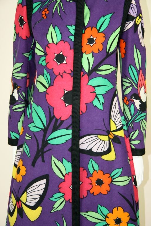 Donald Brooks Floral Print Wool Coat at 1stDibs