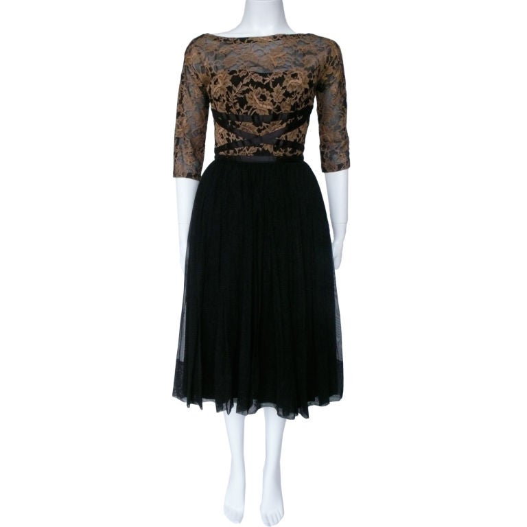 Mr. Mort Lace and Silk Chiffon Cocktail Dress at 1stDibs