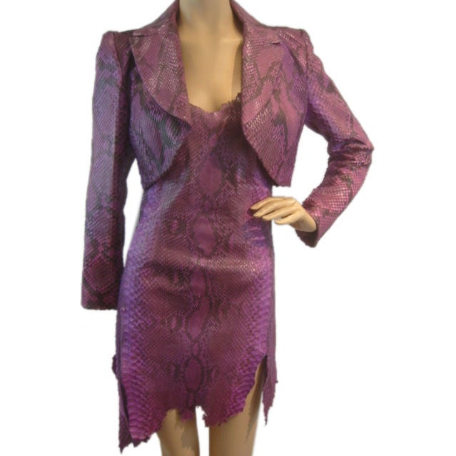Jean-Claude Jitrois Purple Python Disco Era Dress/Jacket at 1stDibs