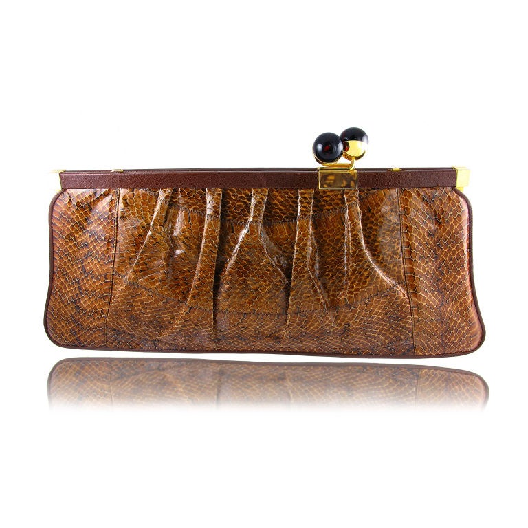 Brown Snakeskin Clutch at 1stDibs
