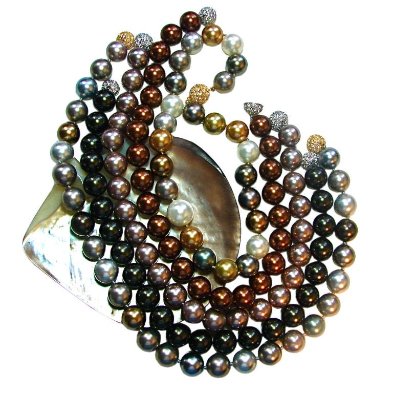 Incomparable Natural Shell Faux Tahitian Pearls at 1stDibs
