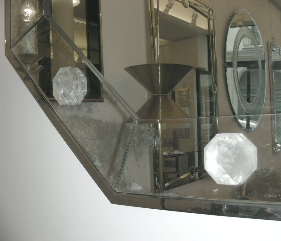 Octagonal Oxydized Mirror by André Hayat For Sale at 1stDibs
