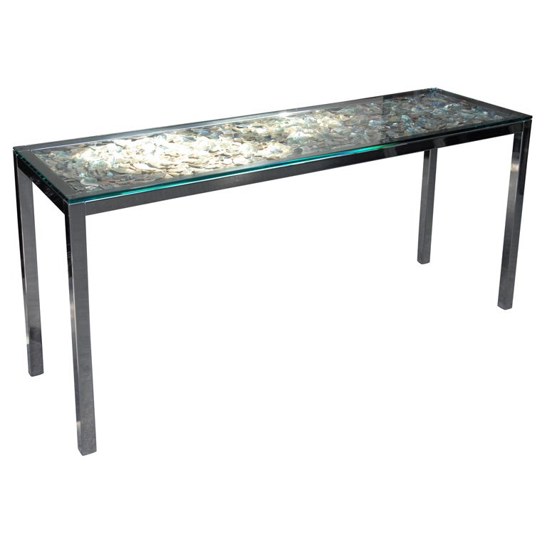 ABALONE SHELL CONSOLE TABLE at 1stDibs