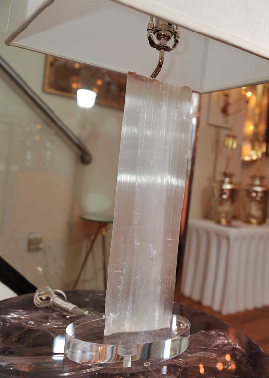 Pair of selenite slab lamps at 1stDibs