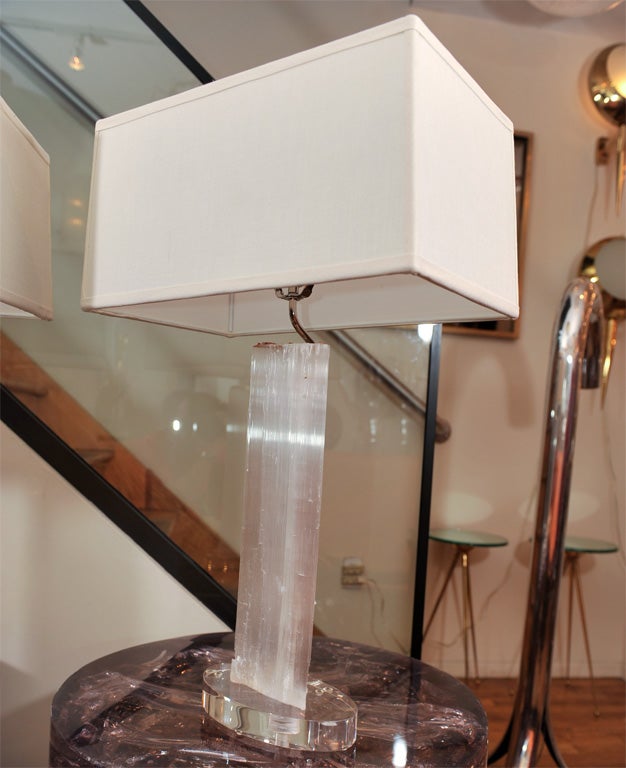 Pair of selenite slab lamps at 1stDibs