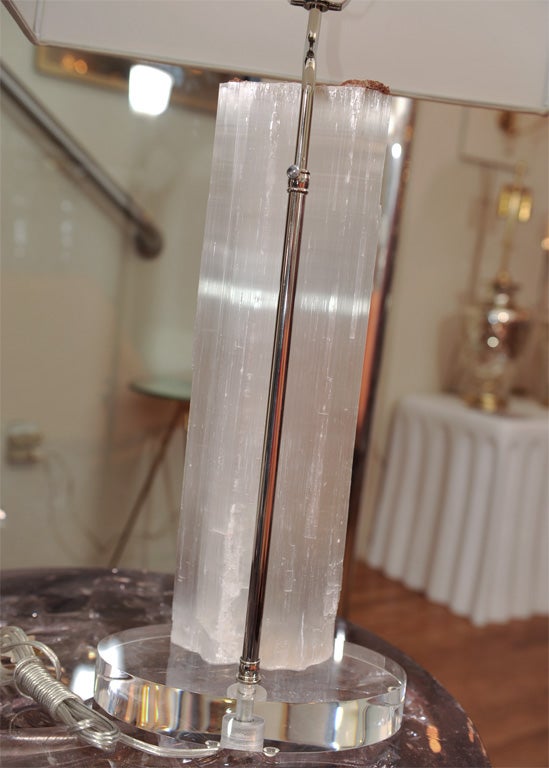 Pair of selenite slab lamps at 1stDibs
