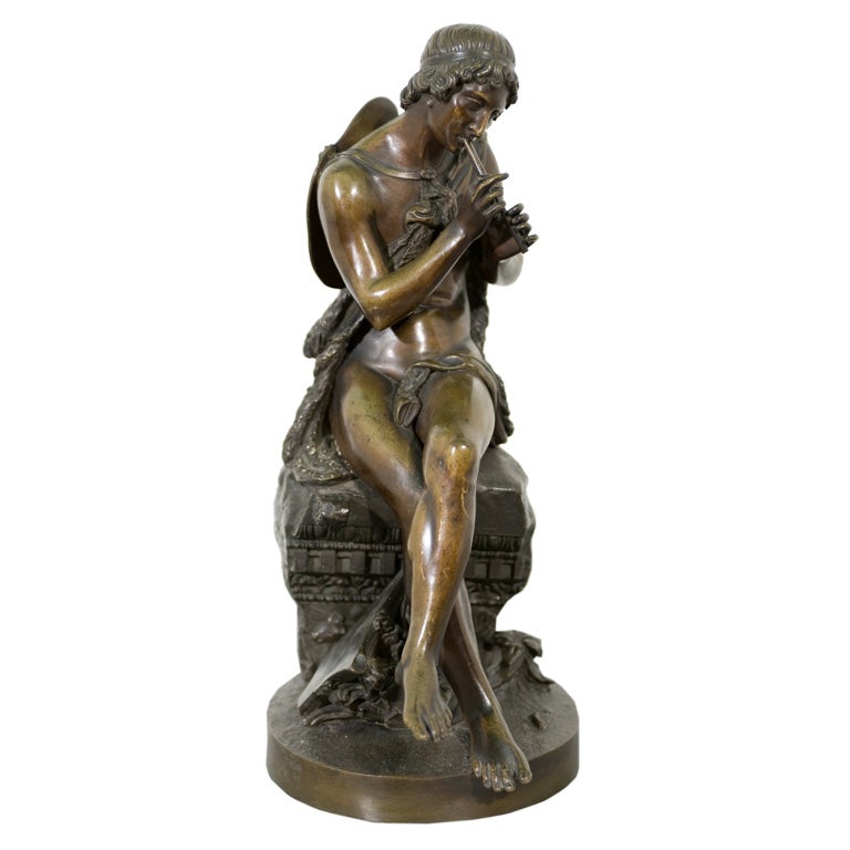 Patinated Bronze Figure of Pan For Sale at 1stDibs