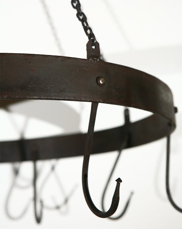 19THC HAND FORGED IRON POT HANGER W//ORIGINAL CHAIN at 1stDibs