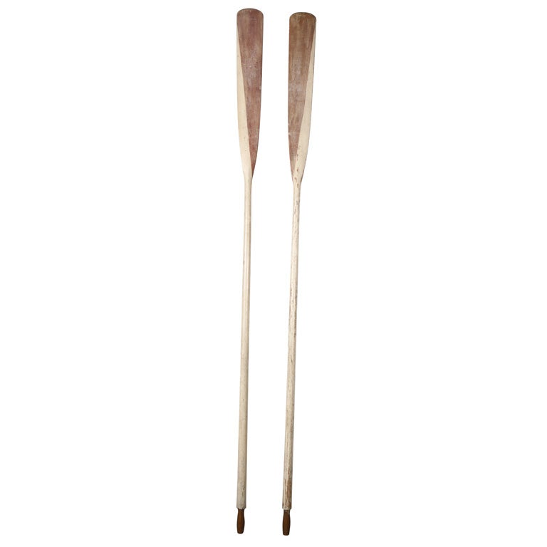 19th c. Original Tri-Painted Oars-White/Tan at 1stDibs