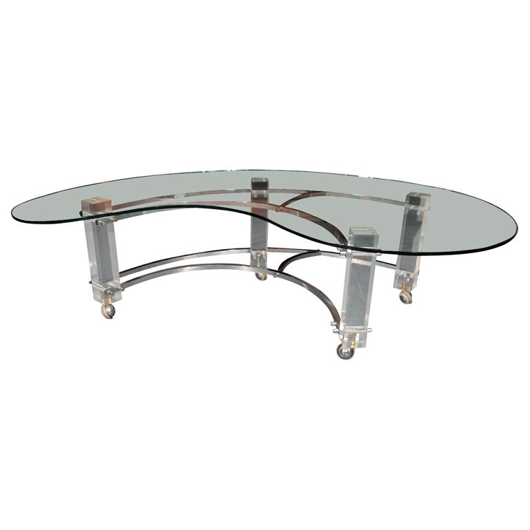 Paisley Shaped Glass and Lucite Coffee Table at 1stDibs