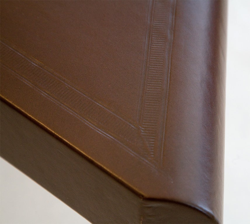 Custom Lucite and Leather Wrapped 3 Piece Cocktail Table at 1stDibs