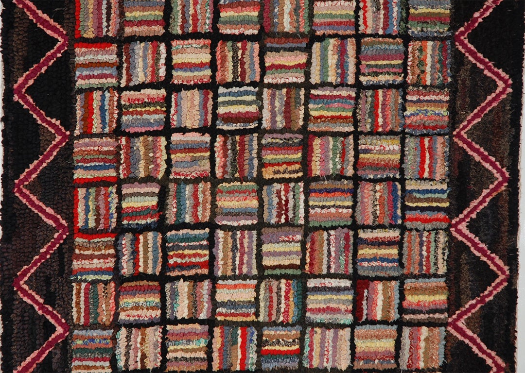 Rare Scale 1930s Mounted Hand HookEd Log Cabin Rug For Sale at 1stDibs ...