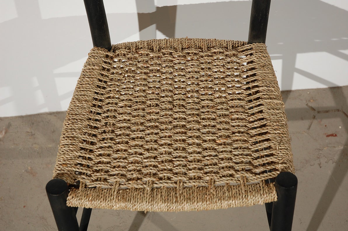 Vintage Ladderback Chair with Rope Seat at 1stDibs