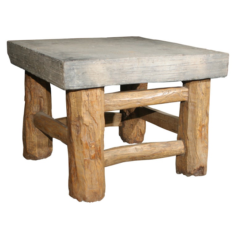 Table from old temple brick and stone mill stand. at 1stDibs