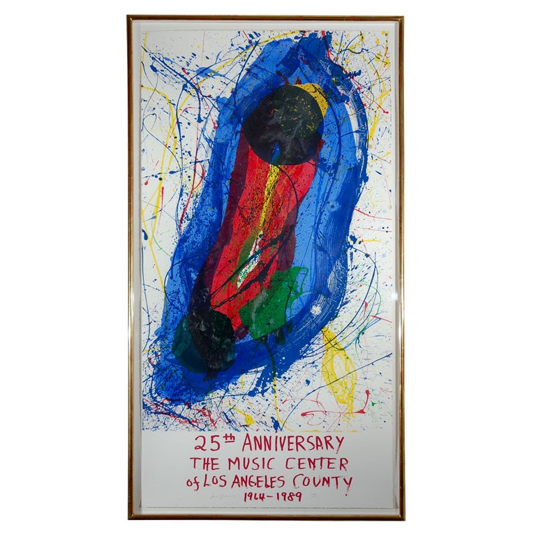 Very large Sam Francis litho pencil signed and # , gold frame at 1stDibs