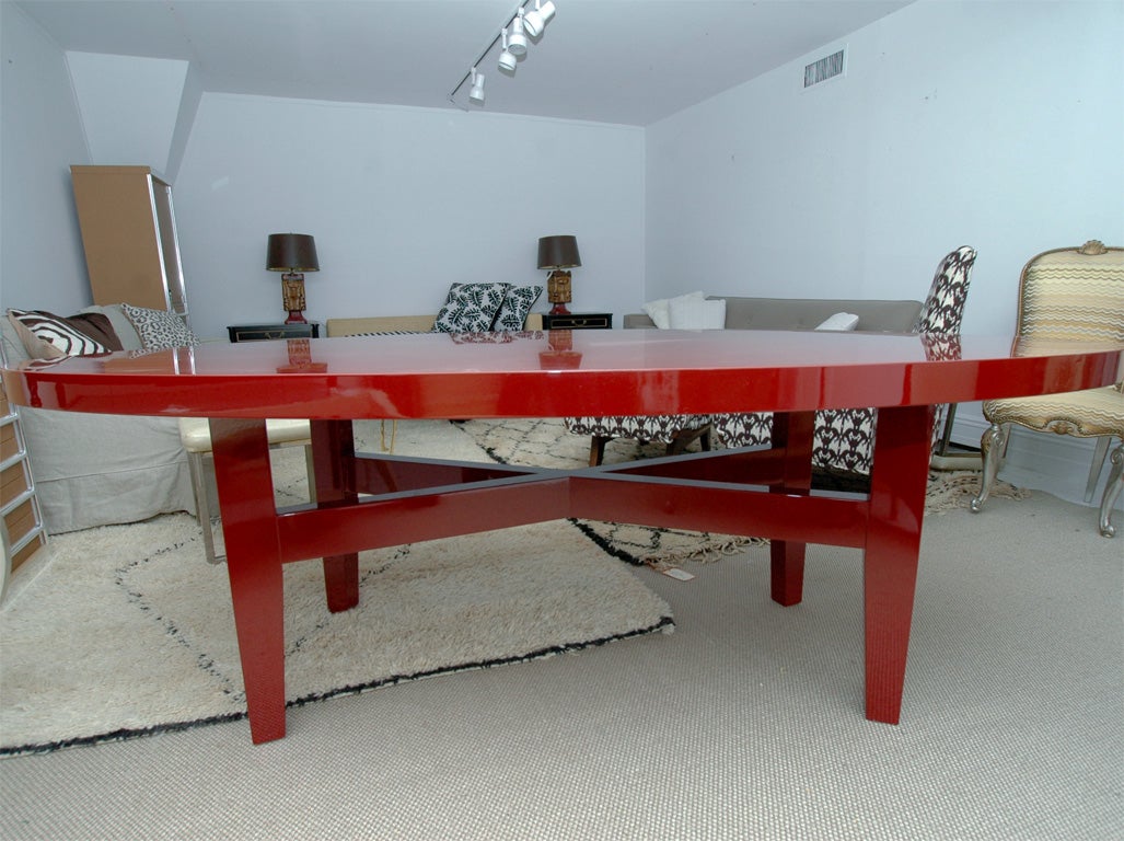 Oxblood Lacquer Dining/Conference Table at 1stDibs