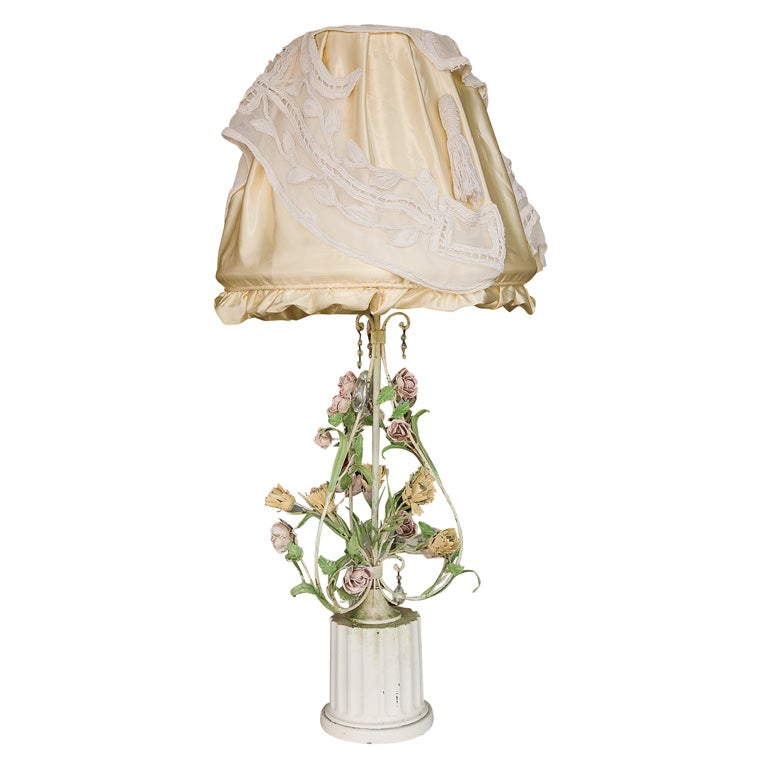Italian Tole Lamp with Vintage Shade at 1stDibs