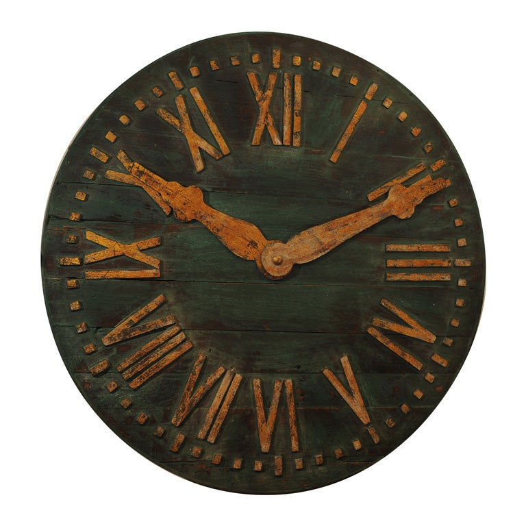 Painted and Parcel Gilt Turret Clock Dial at 1stDibs