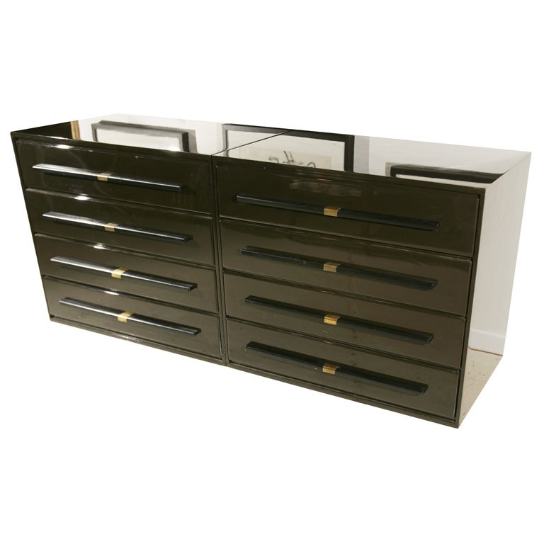 PAIR 1960's Chests with Brown Laquer Finish at 1stDibs