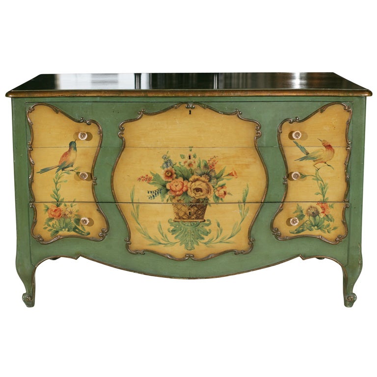 Vintage Cottage Chest - Botanical painted at 1stDibs