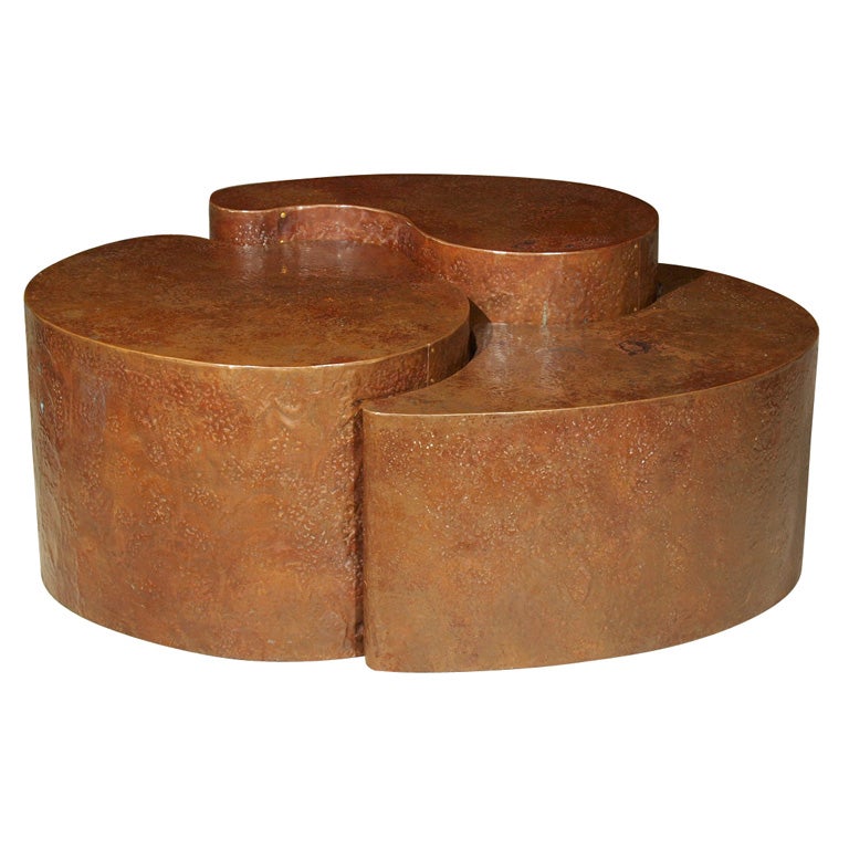 Set of 3 Hand-Hammered Copper Tables at 1stDibs