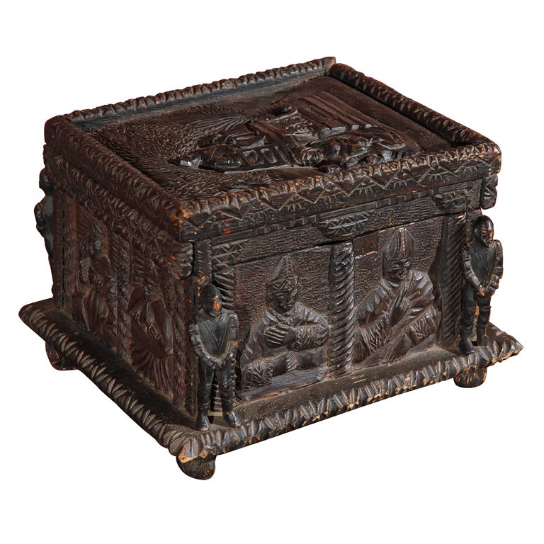 19th Century Carved Wood Bible Box Found In The Southern US at 1stDibs