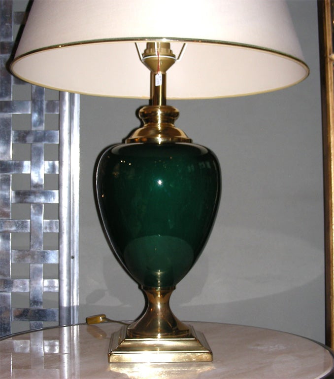 Two 1980s Lamps with Green Ceramic Body at 1stDibs