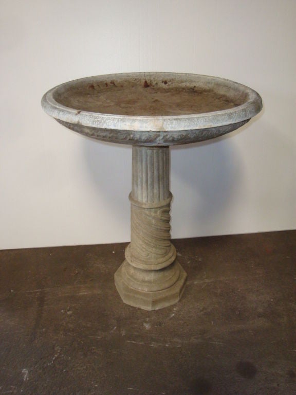 Charming Antique Cast Stone Bird Bath at 1stDibs