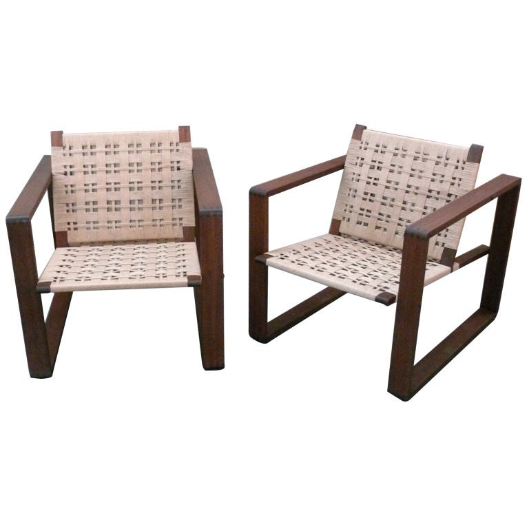 Atelier Walnut Woven Chairs at 1stDibs