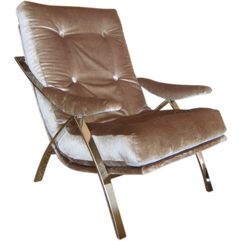 Chic and Comfortable Milo Baughman X Frame Chair at 1stDibs