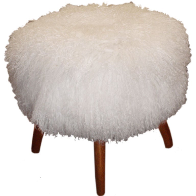 A Cherrywood and Curly Tibetan Lamb Revolving Stool at 1stDibs