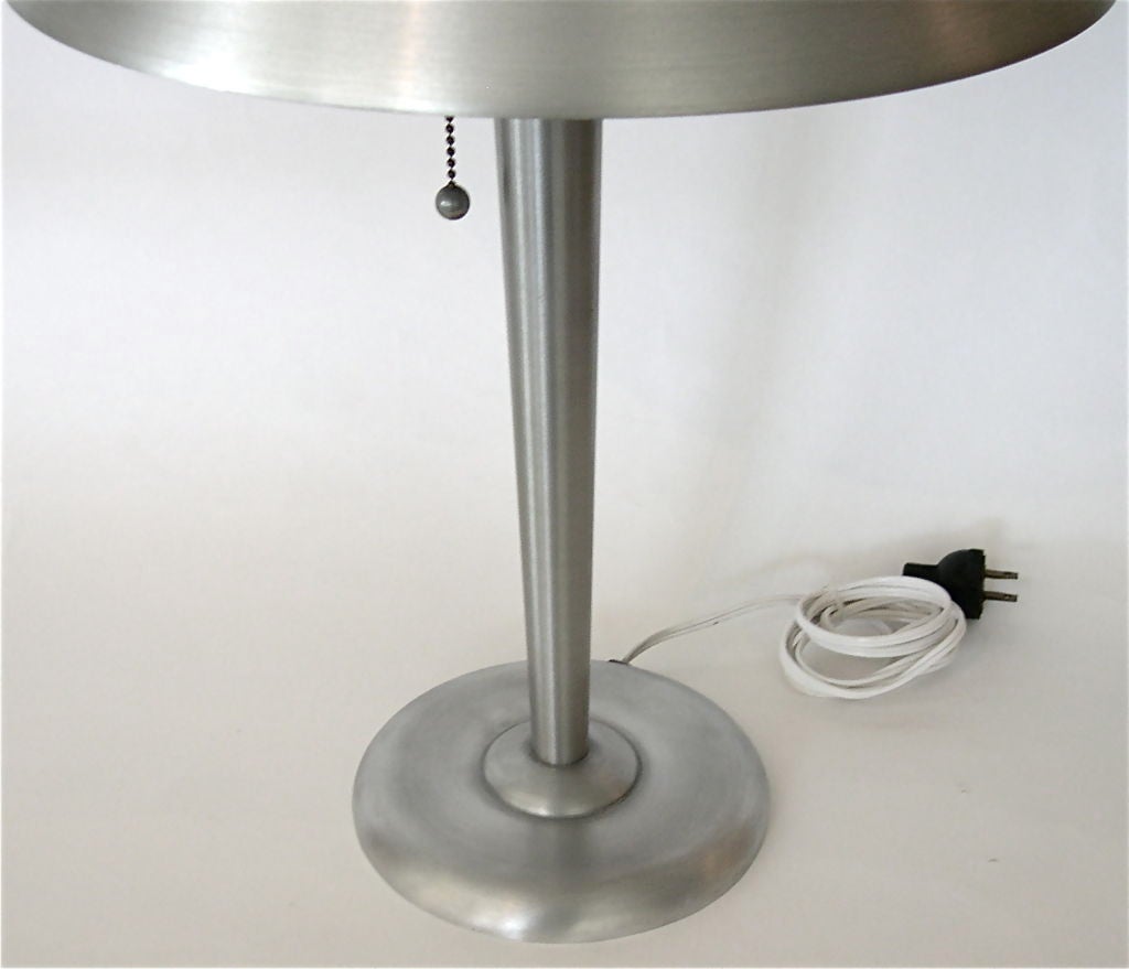 Pair of Streamline Art Deco Aluminum Table Lamps by Soundrite at 1stDibs