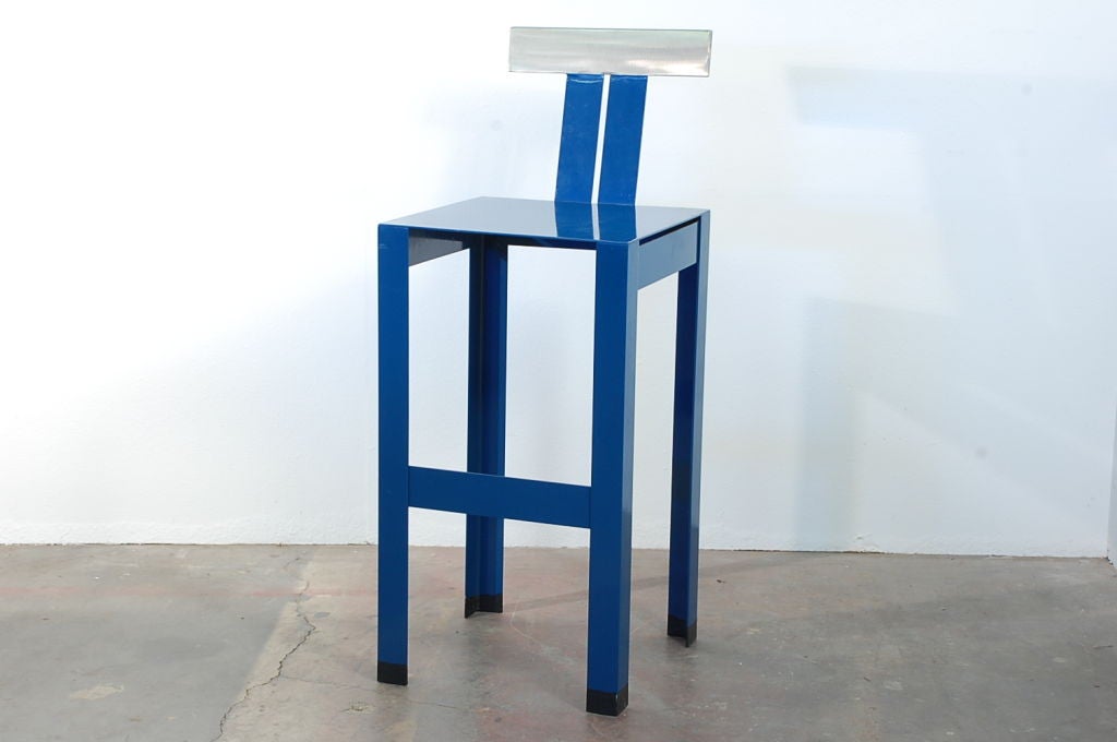 Set of 4 heavy metal custom bar stools at 1stDibs