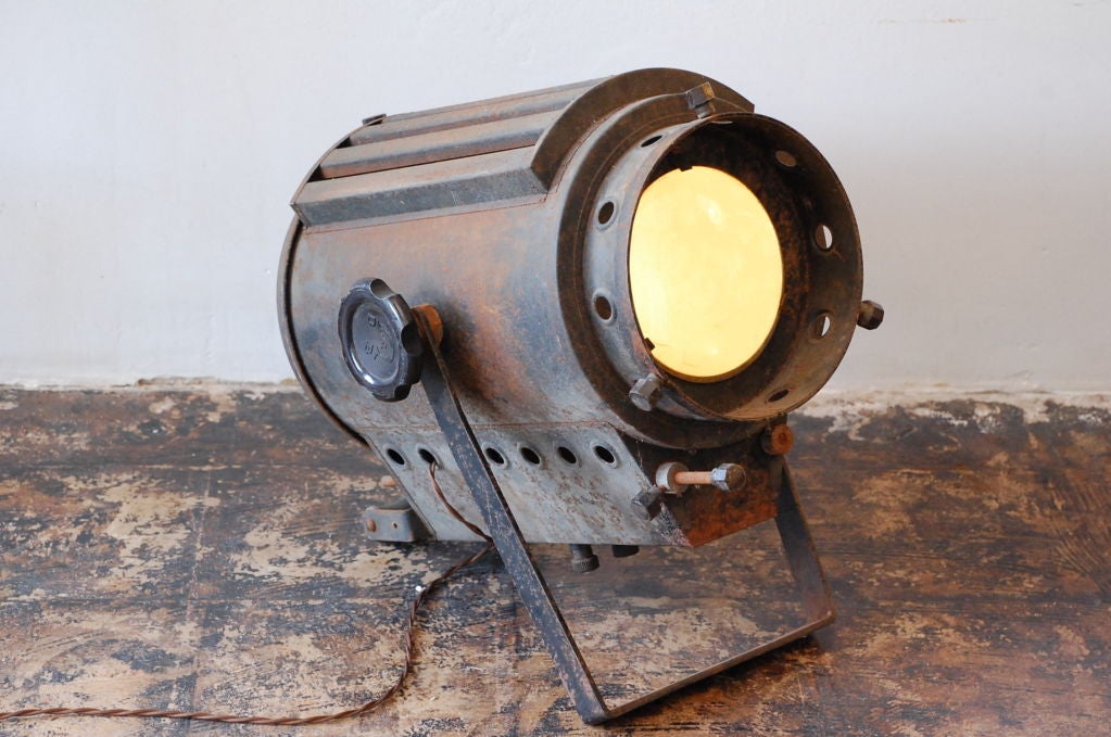 Large industrial floor projector lamp at 1stDibs